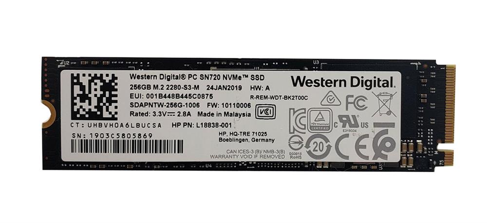 SDAPNTW-256G-1006 Western Digital SN720 256GB NVME M.2 2280 SSD ...